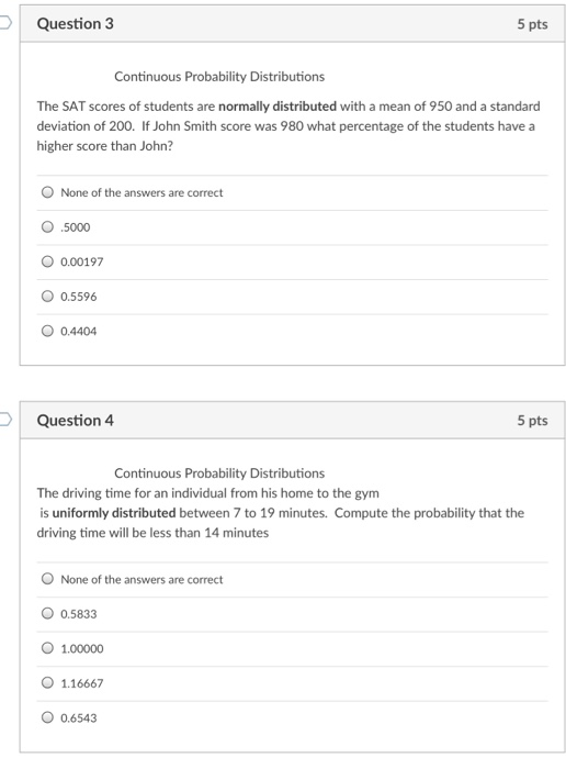 Solved Question 3 5 pts Continuous Probability Distributions | Chegg.com