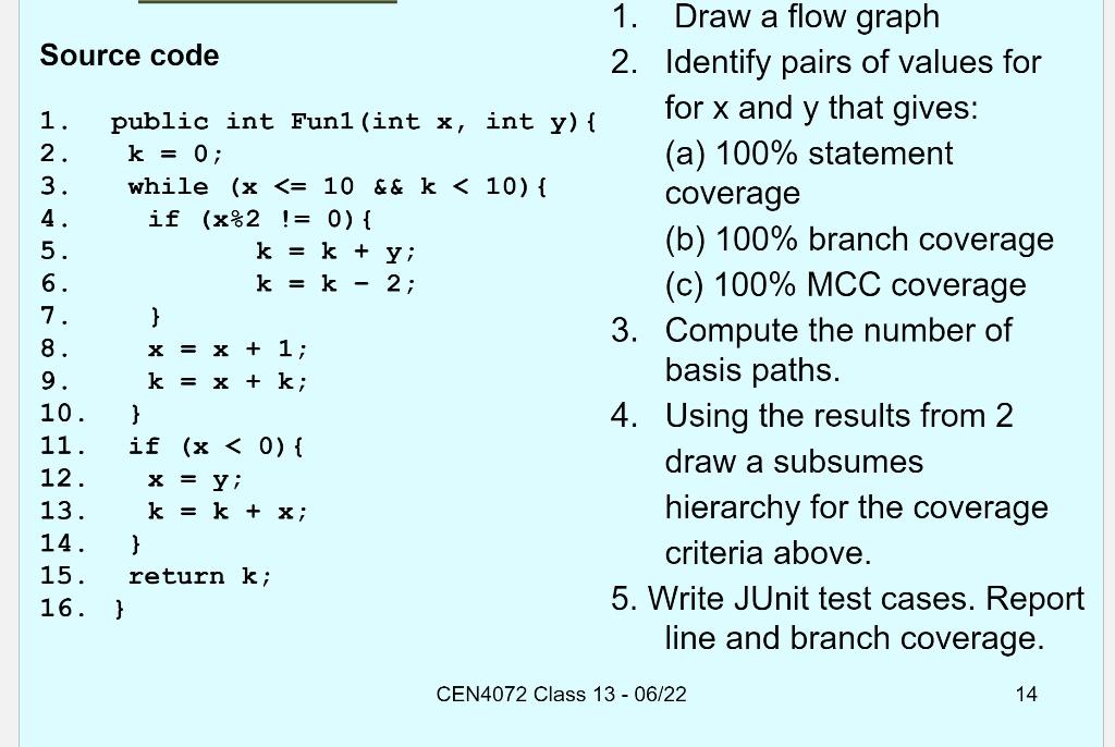 Solved 1. Draw a flow graph Source code 2. Identify pairs of | Chegg.com