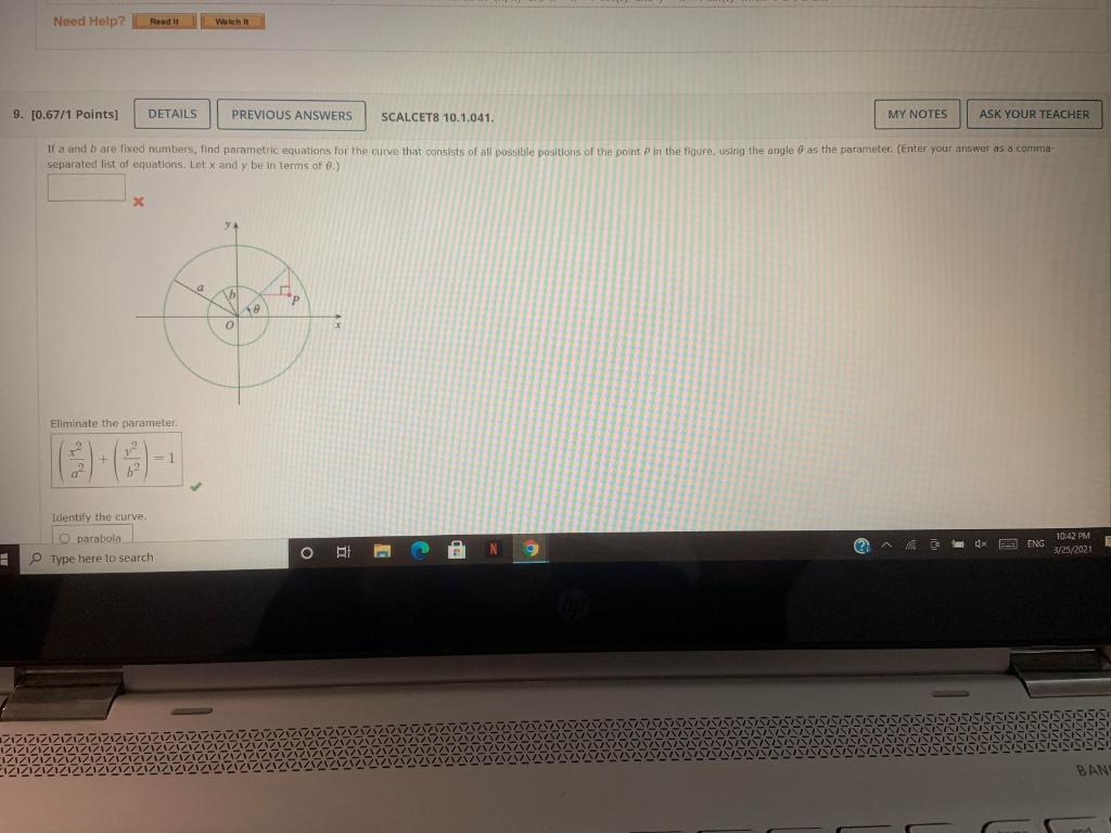 Solved 1) Find parametric equations for the path of a | Chegg.com