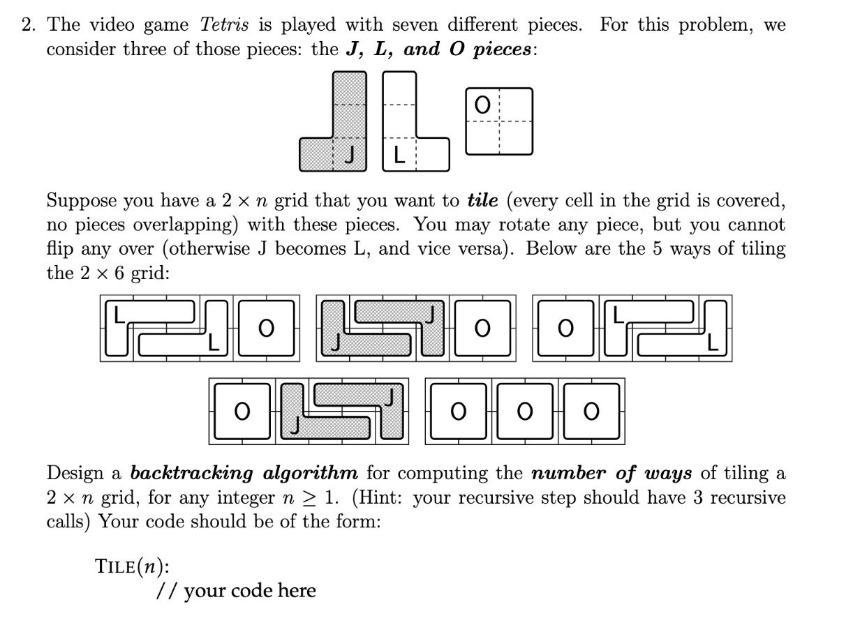 Solved The video game Tetris is played with seven different | Chegg.com