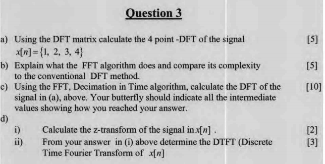Solved Question 3 [5] [5] [10] a) Using the DFT matrix | Chegg.com