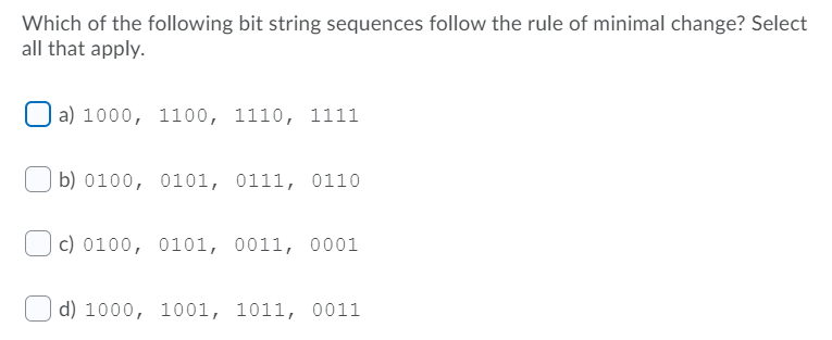 Solved Which of the following bit string sequences follow | Chegg.com