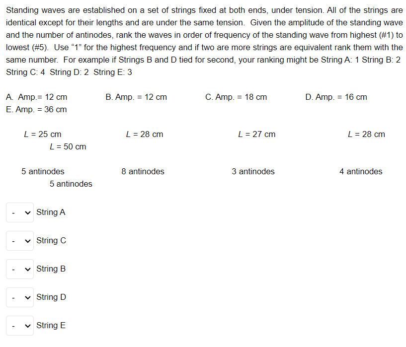 Solved Standing waves are established on a set of strings | Chegg.com
