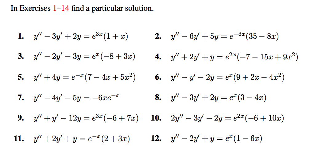 Solved In Exercises 1-14 find a particular solution. 1. | Chegg.com