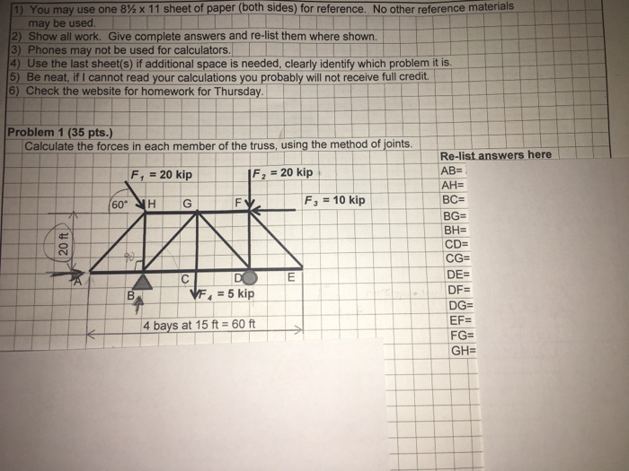 Solved You may use one 81/2 x 11 sheet of paper (both sides) | Chegg.com