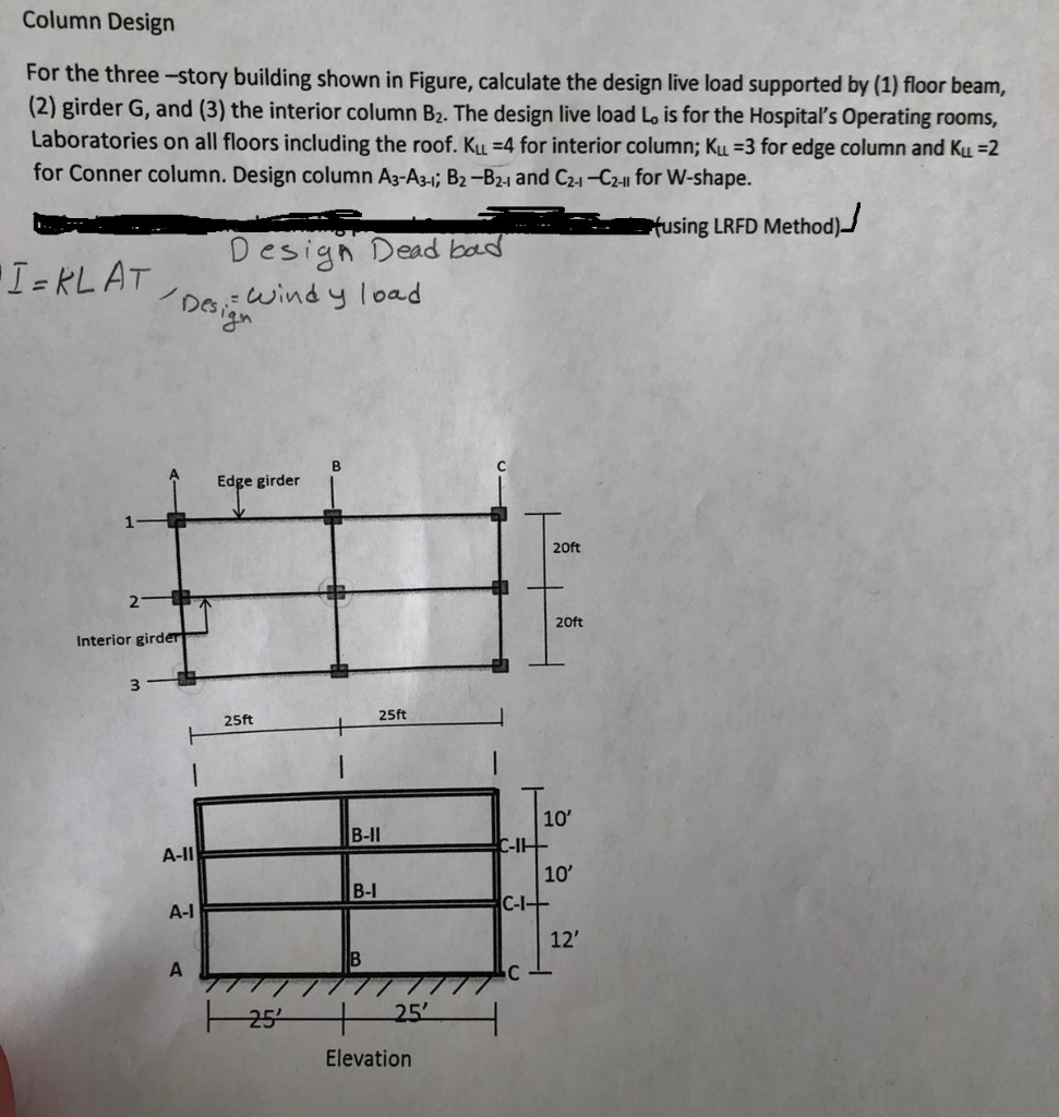 Column Design For the three-story building shown in | Chegg.com