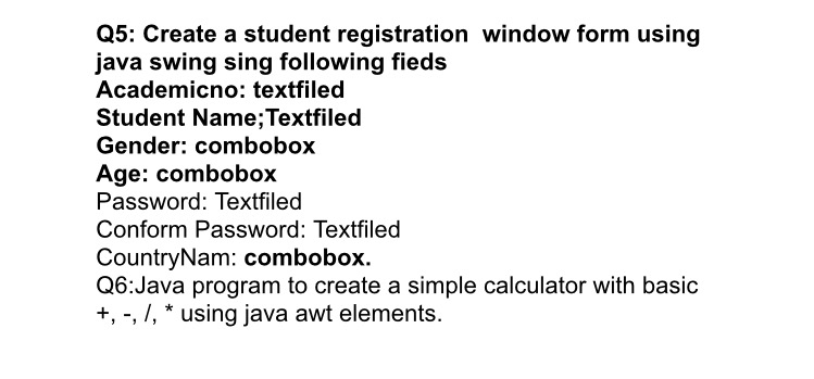 Solved Q5: Create a student registration window form using | Chegg.com
