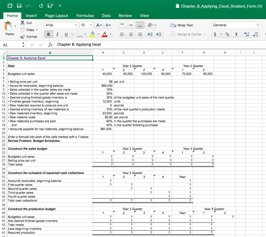 Solved Chapter 8 Applying Excel_Student Form (1) Insert Page | Chegg.com