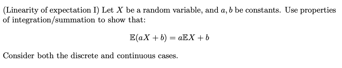 Solved (Linearity of expectation I) Let X be a random | Chegg.com