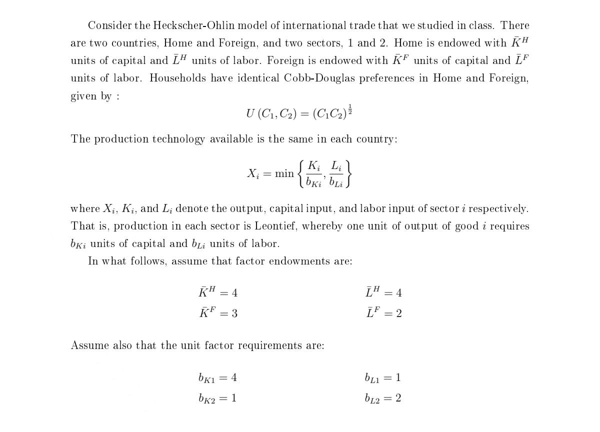 Consider the Heckscher-Ohlin model of international | Chegg.com
