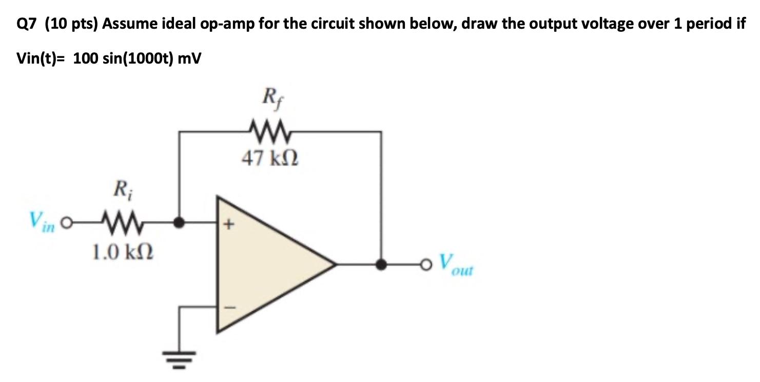 Solved Q7 (10 pts) Assume ideal op-amp for the circuit shown | Chegg.com