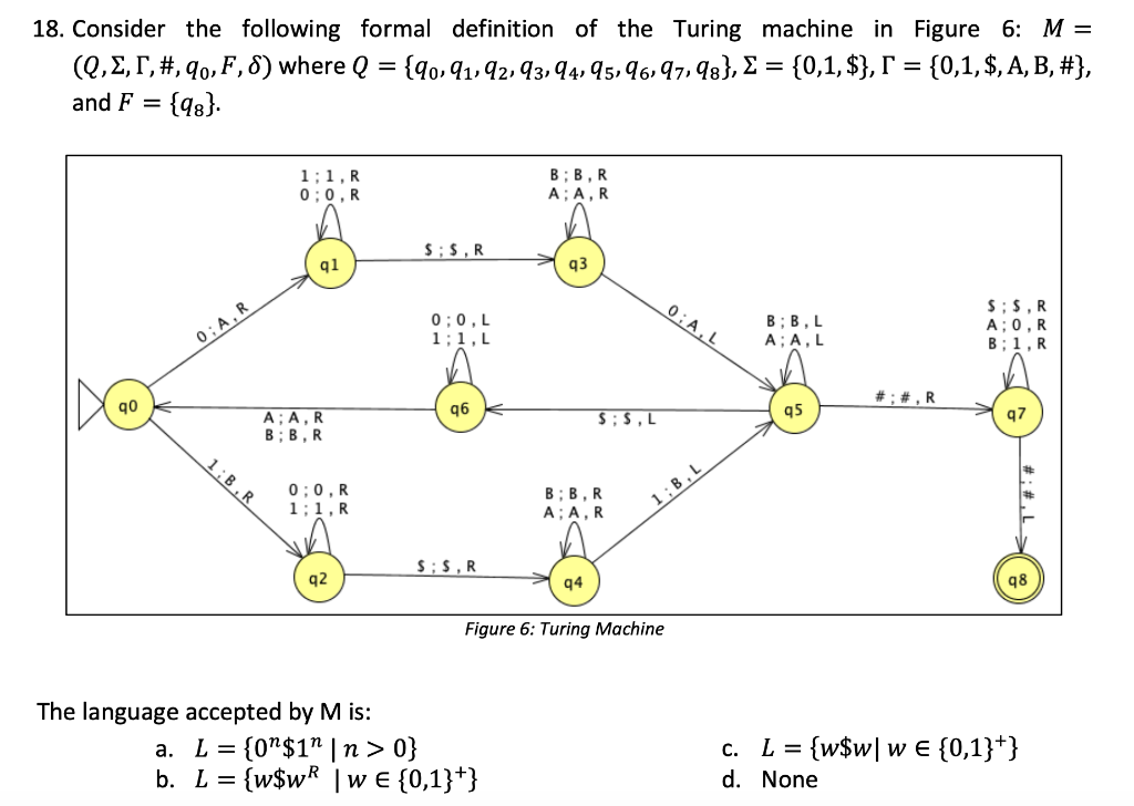 Solved 18. Consider the following formal definition of the | Chegg.com
