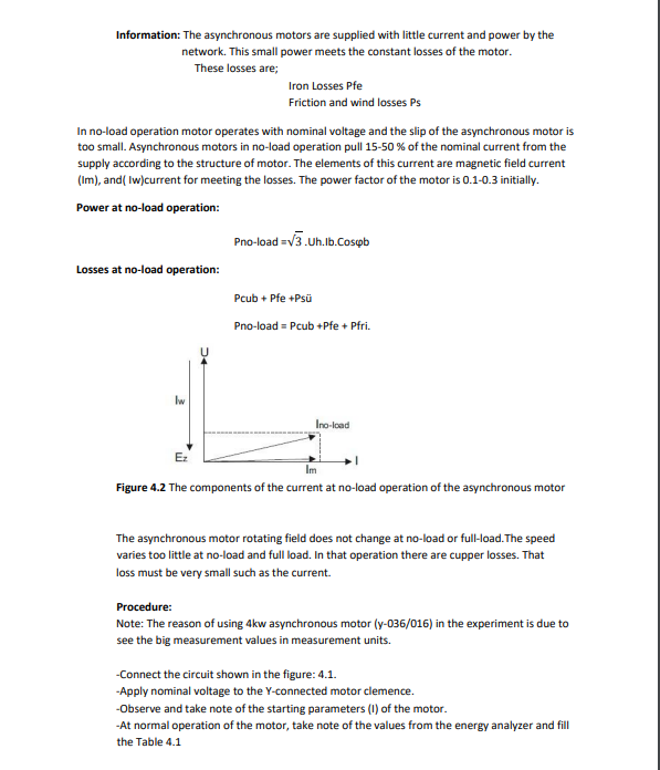 Solved NO-LOAD OPERATION OF THE ASYNCHRONOUS MOTOR Purpose: | Chegg.com
