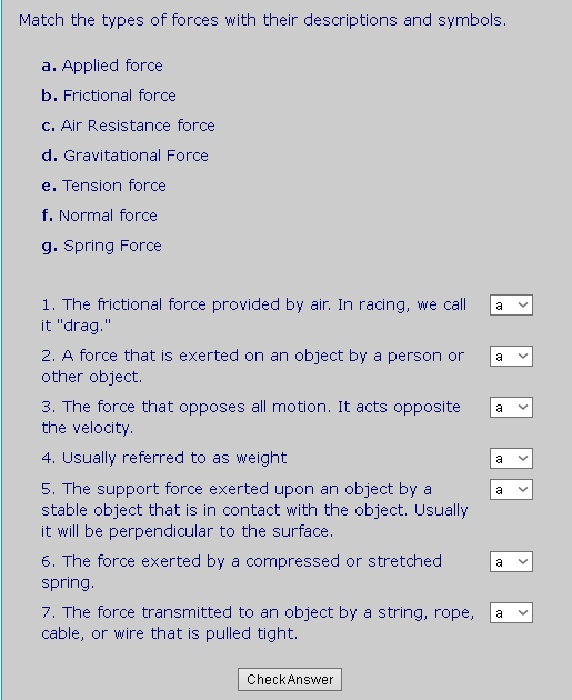 Solved Match the types of forces with their descriptions and | Chegg.com
