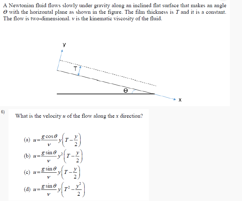 Solved A Newtonian fluid flows slowly under gravity along an | Chegg.com