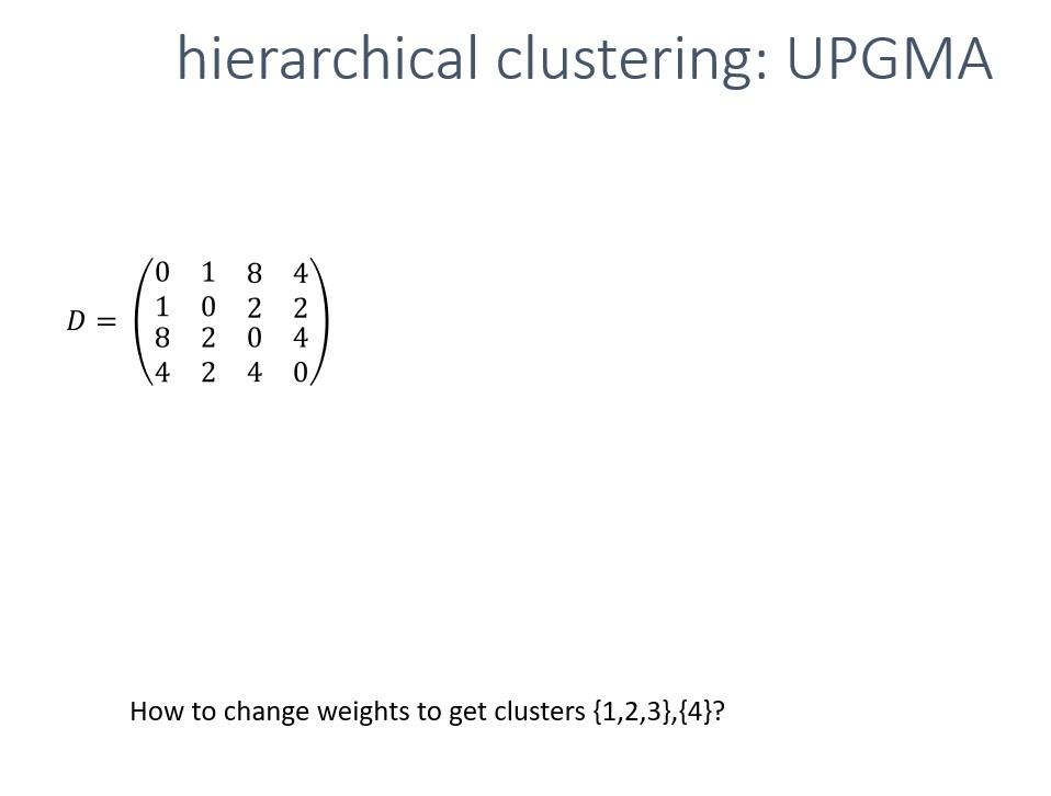 Solved hierarchical clustering: UPGMA D=⎝⎛0184102282044240⎠⎞ | Chegg.com