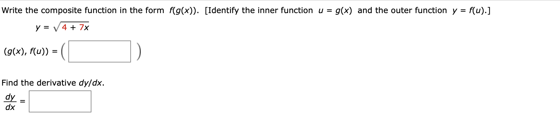Solved Write the composite function in the form f(g(x)). | Chegg.com