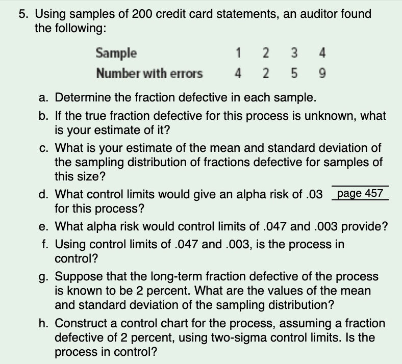 Solved Using samples of 200 credit card statements, an | Chegg.com