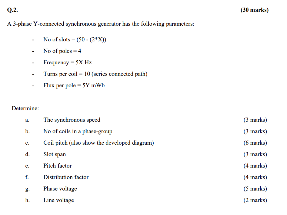 Solved Q.2. (30 marks) A 3-phase Y-connected synchronous | Chegg.com