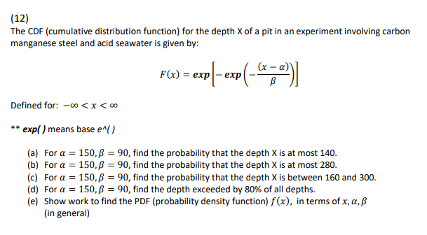 Solved (12) The CDF (cumulative distribution function) for | Chegg.com