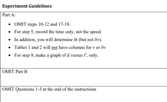 Solved Experiment 2 Data Constant Acceleration Motion | Chegg.com