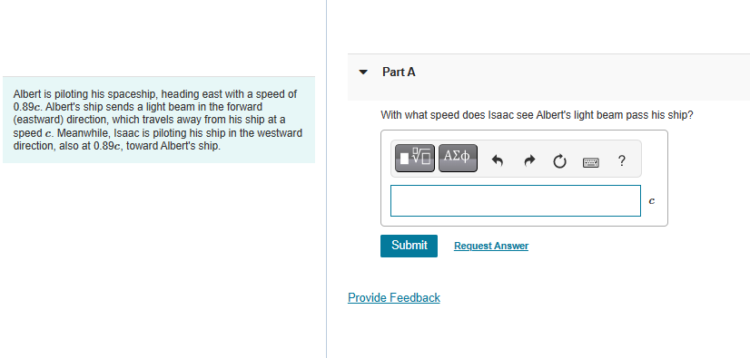 Solved Albert is piloting his spaceship, heading east with a | Chegg.com