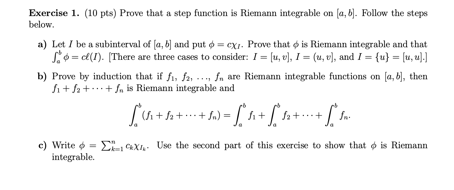 Solved Exercise 1. (10 pts) Prove that a step function is | Chegg.com