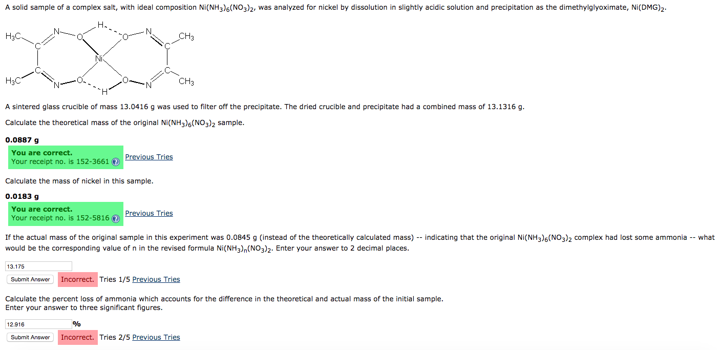 A solid sample of a complex salt, with ideal | Chegg.com