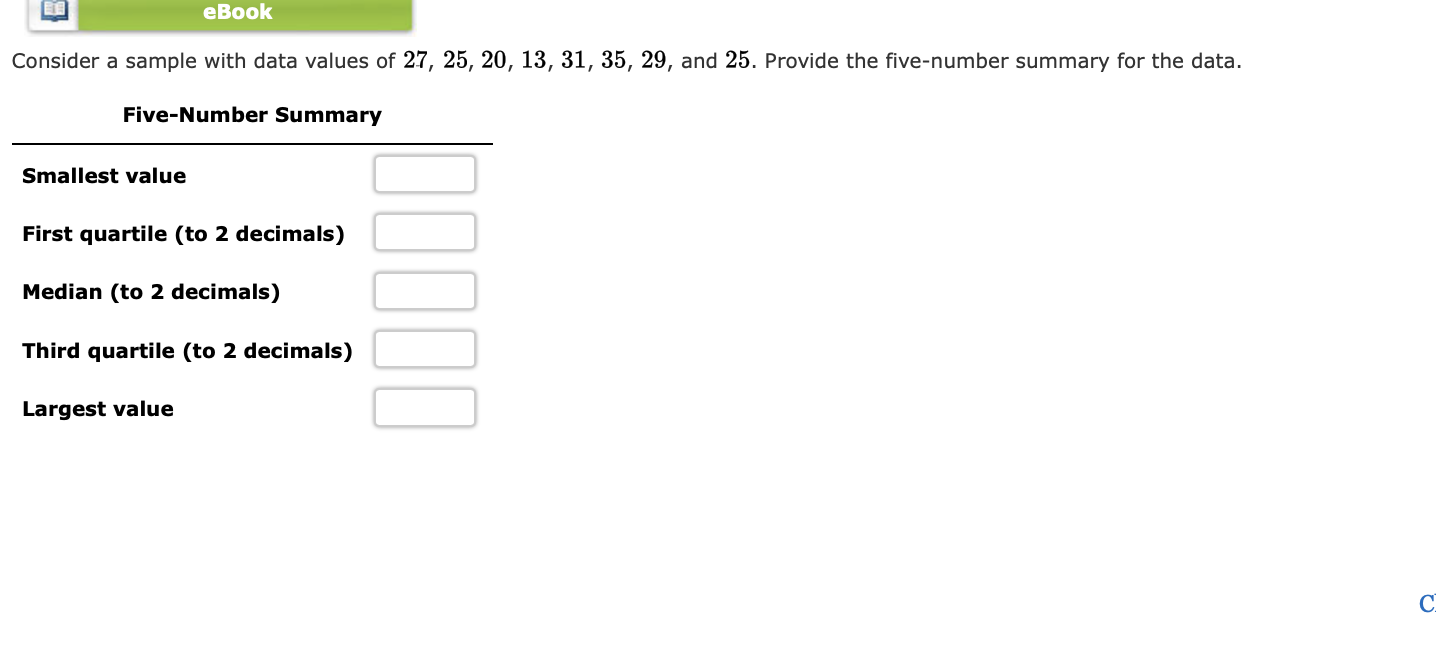 Solved Consider a sample with data values of 26, 25, 22, 19, | Chegg.com