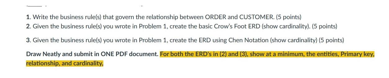 1. Write the business rule(s) that govern the | Chegg.com