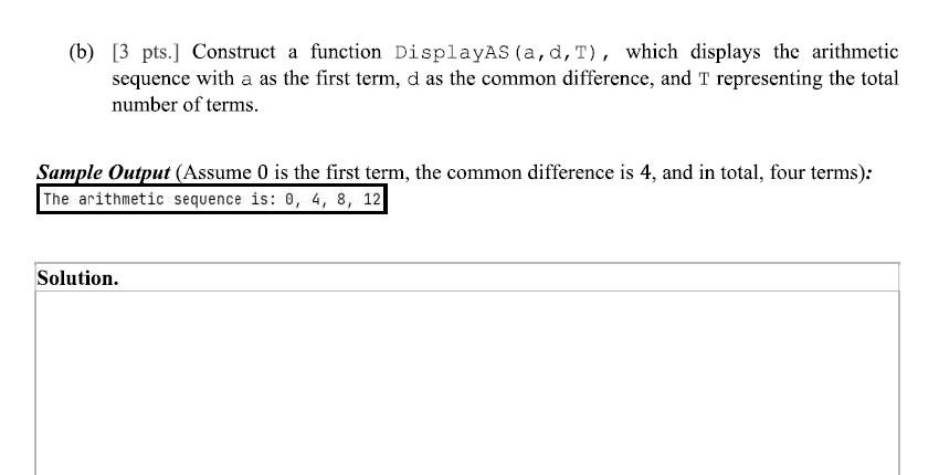 Solved Given the arithmetic sequence formula an=a1+(n−1)d; | Chegg.com