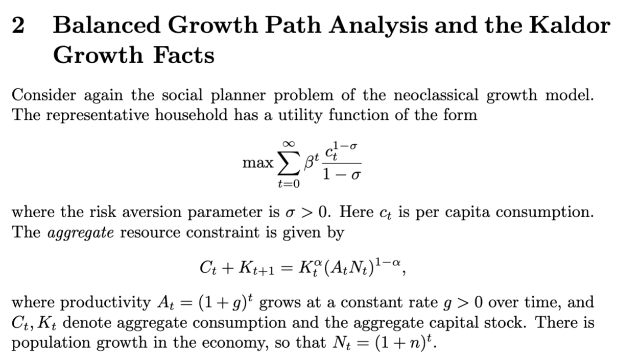 2 Balanced Growth Path Analysis and the Kaldor Growth | Chegg.com