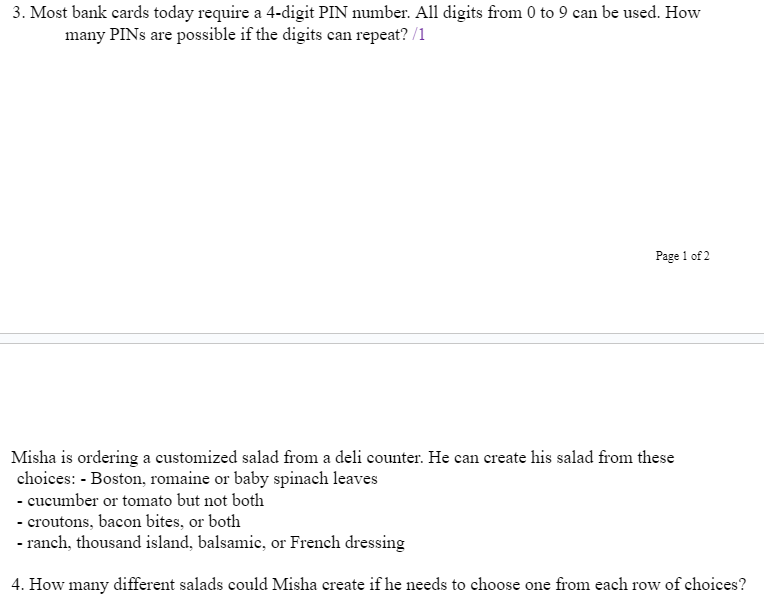 Solved Most bank cards today require a 4-digit PIN number. | Chegg.com