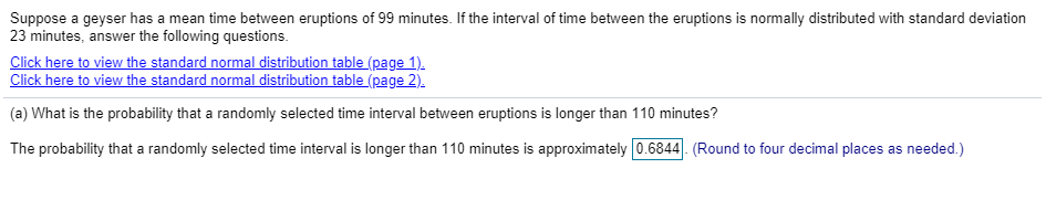 Solved Suppose a geyser has a mean time between eruptions of | Chegg.com