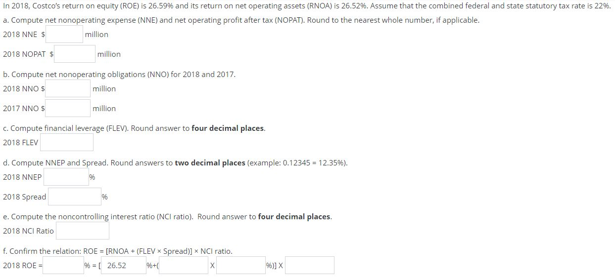 Solved Direct Computation of Nonoperating Return with | Chegg.com