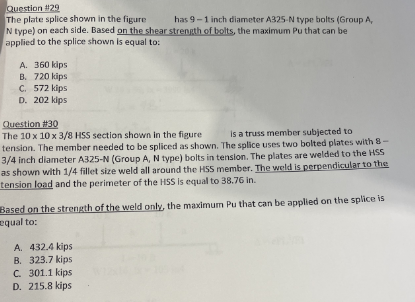 Solved Question \#29 The plate splice shown in the figure | Chegg.com