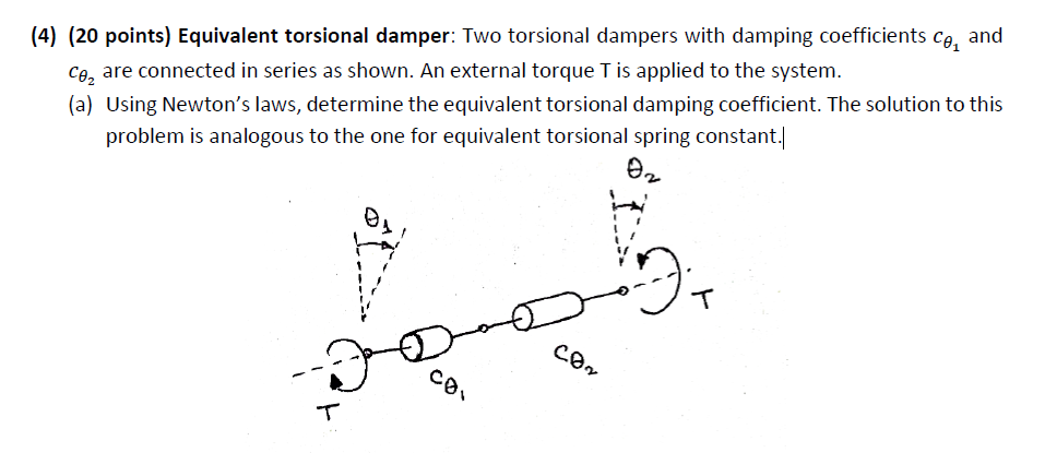 Solved (4) (20 points) Equivalent torsional damper: Two | Chegg.com