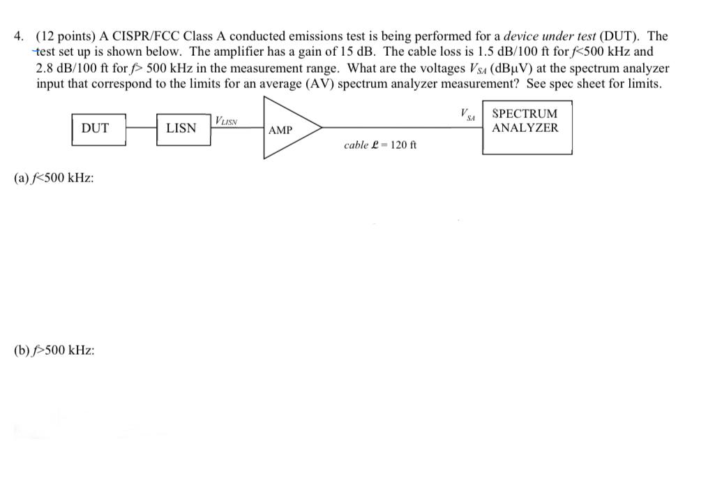 4. (12 points) A CISPR/FCC Class A conducted | Chegg.com