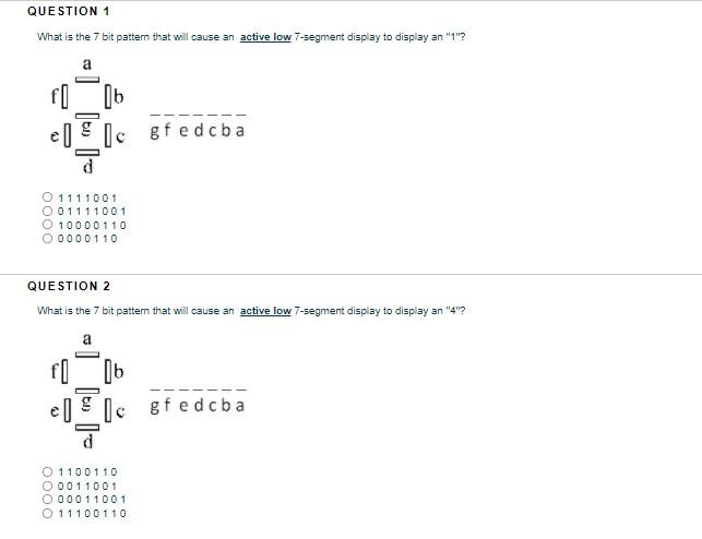 Solved QUESTION 1 What is the 7 bit pattern that will cause | Chegg.com