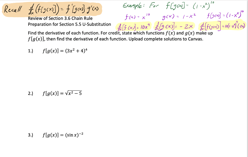 ∥dxd(f[g(x)])=f′[g(x)]⋅g′(x) Example: For | Chegg.com