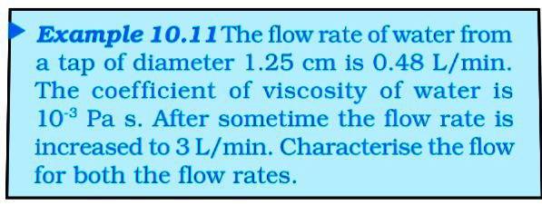 Solved Example 10.11 The flow rate of water from a tap of | Chegg.com