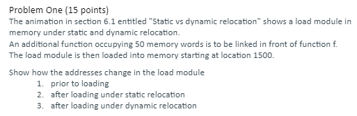 Solved Problem One (15 points) The animation in section 6.1 | Chegg.com