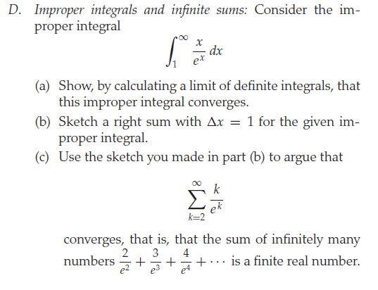 Improper Integrals And Infinite Sums Consider The