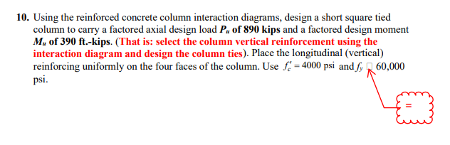 Solved 10. Using the reinforced concrete column interaction | Chegg.com