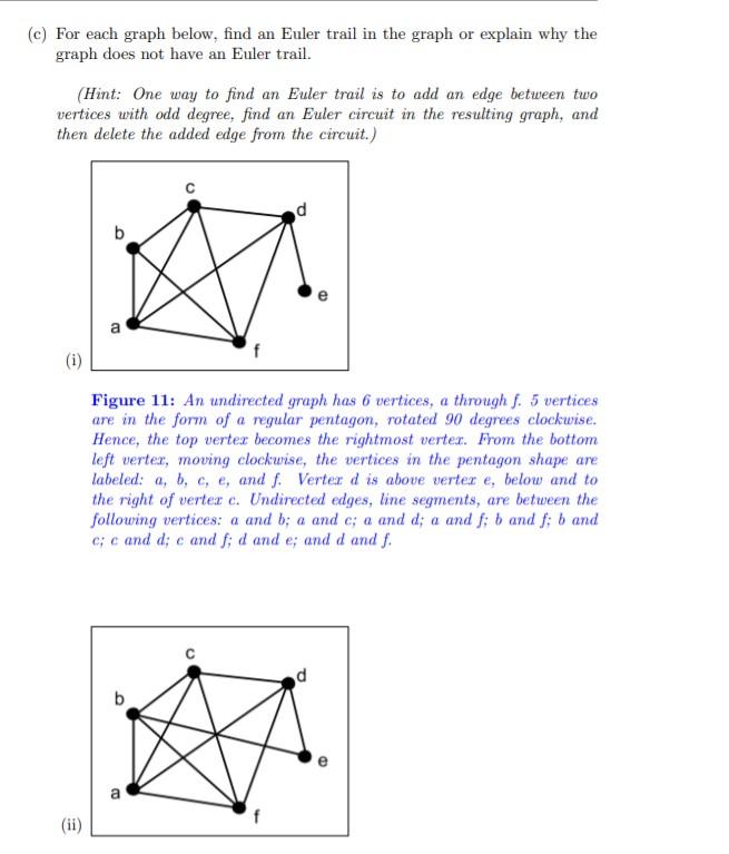 Solved PROBLEM 4 For parts (a) and (b) below, find an Euler | Chegg.com