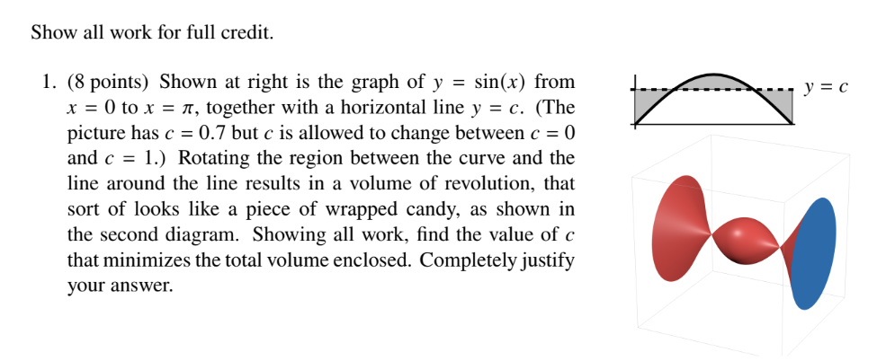 Solved Show all work for full credit.1. (8 ﻿points) ﻿Shown | Chegg.com