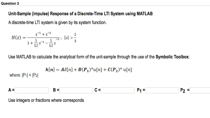 Solved Question 3 Unit-Sample (impulse) Response of a | Chegg.com