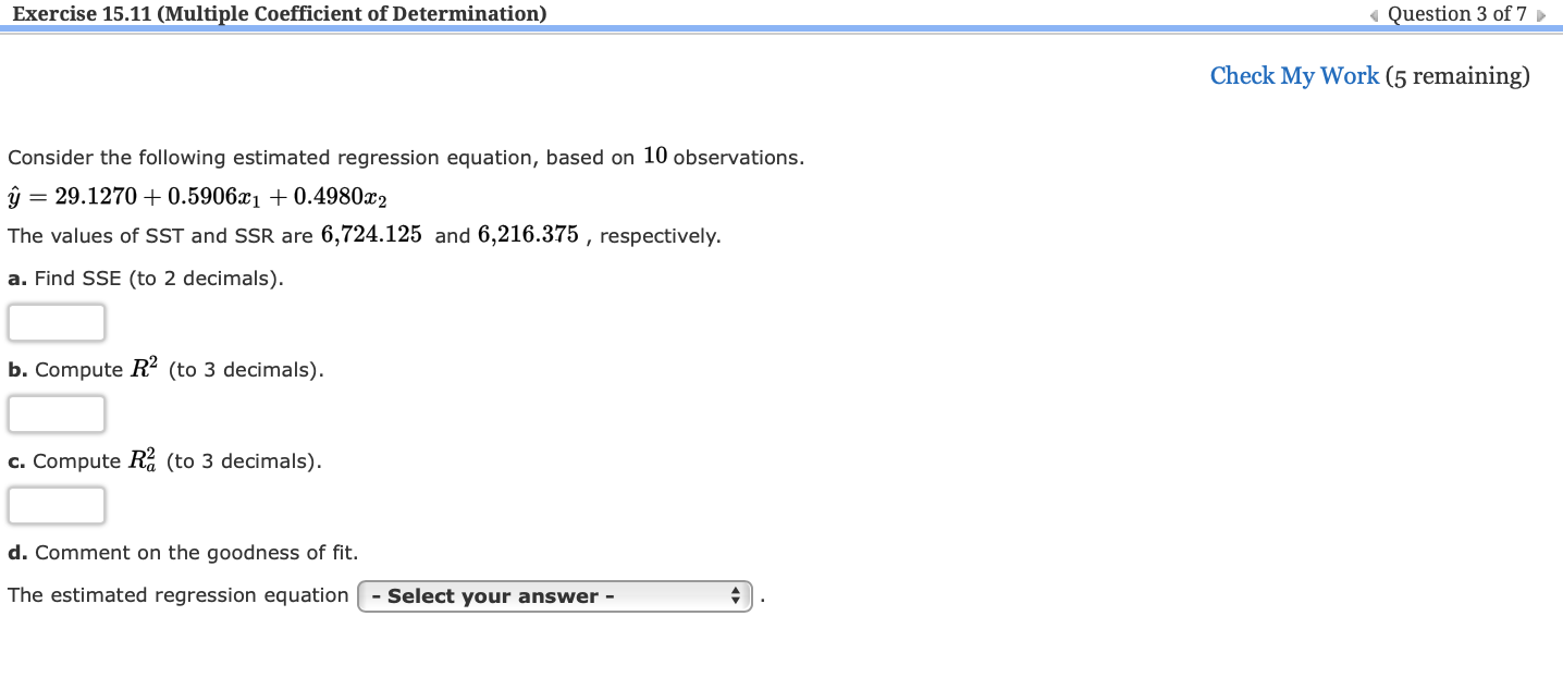 Solved Exercise 15.11 (Multiple Coefficient of | Chegg.com