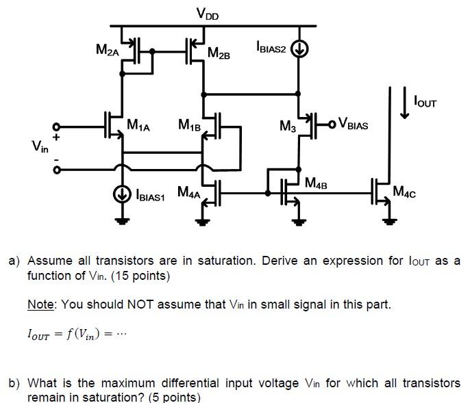 The following is a schematic of an amplifier with | Chegg.com