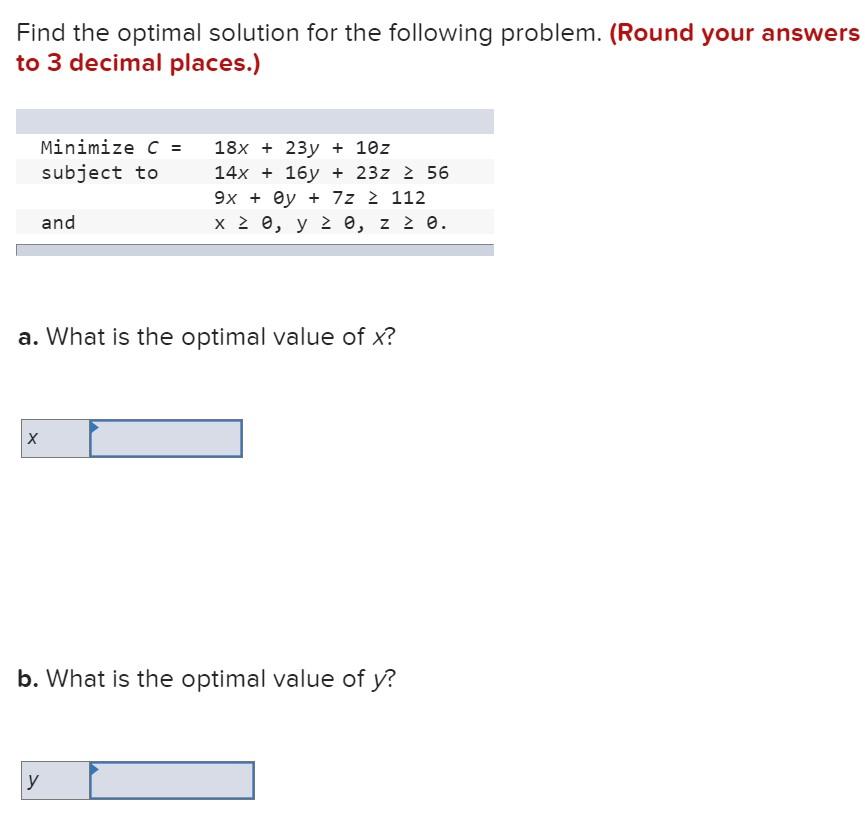 Solved Find the optimal solution for the following problem. | Chegg.com